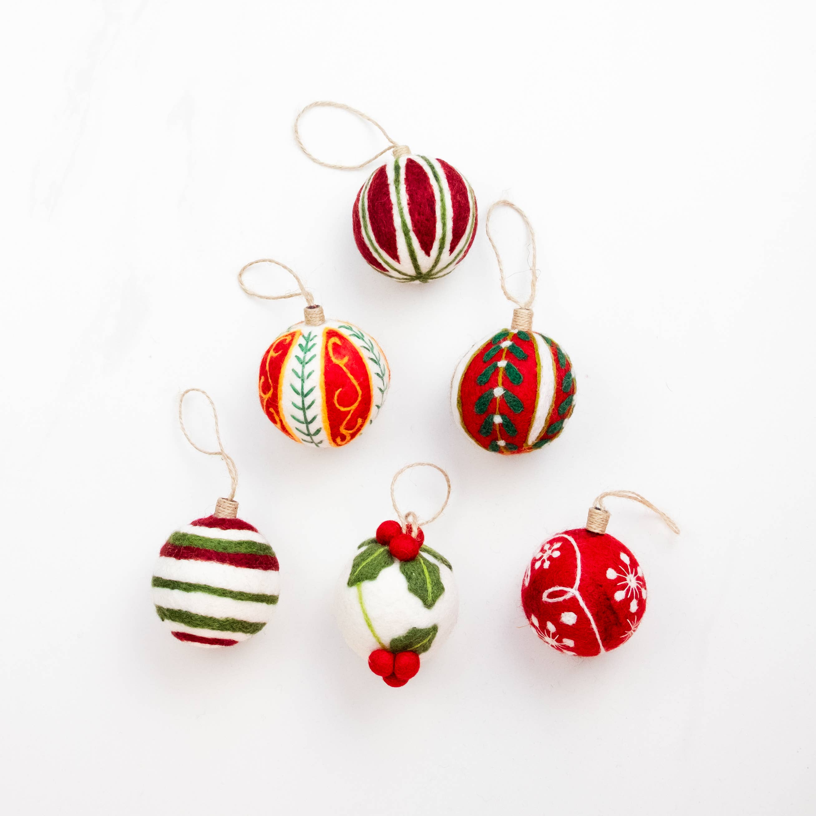 Holiday Felt Ball Hand Embroidered - Red Assorted – Abigail Rose & Lily Too