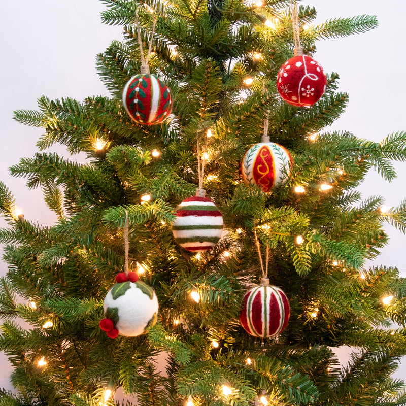 Holiday Felt Ball Hand Embroidered - Red Assorted – Abigail Rose & Lily Too