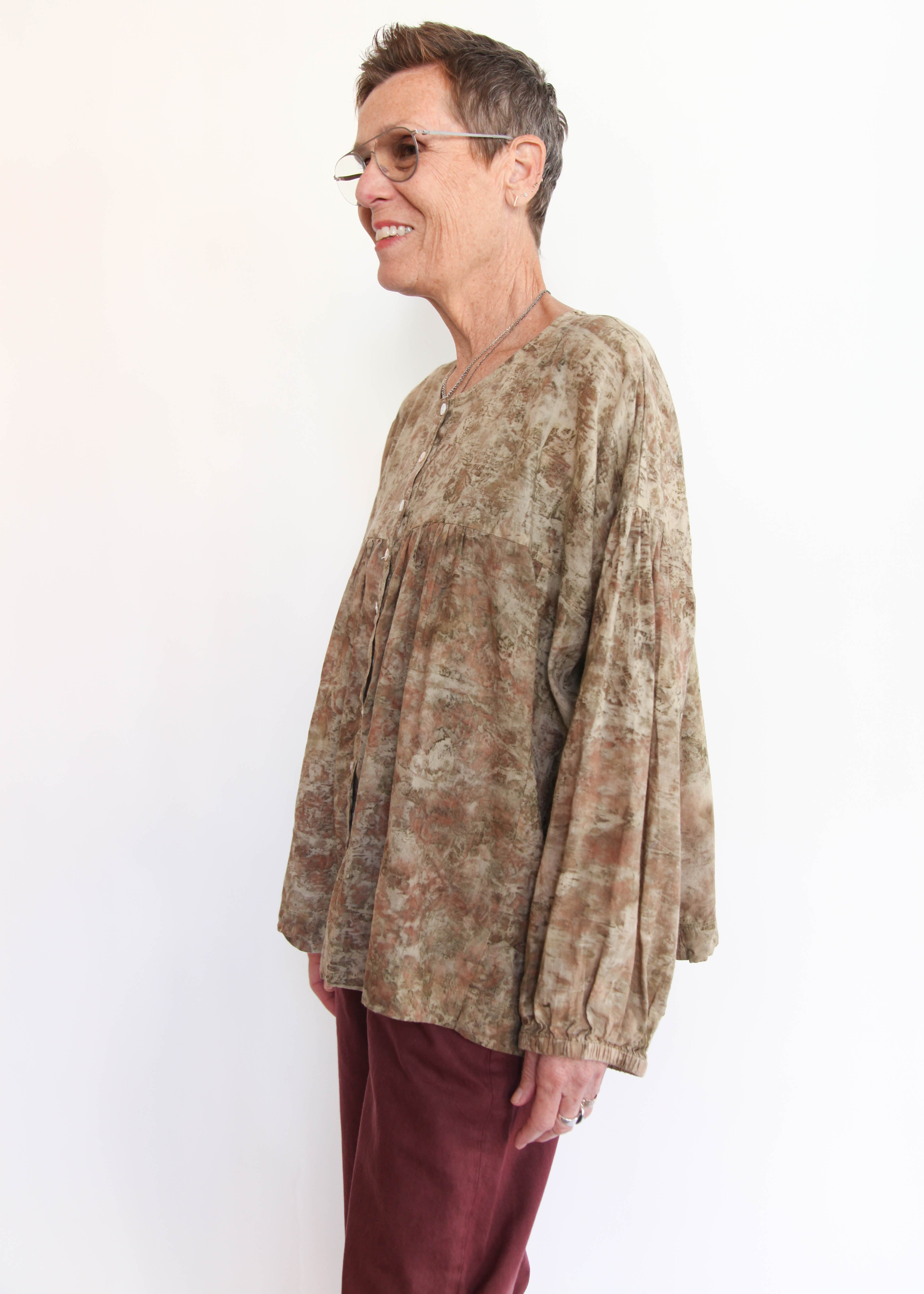 Ecoprint Puffy Blouse - one size – Abigail Rose & Lily Too