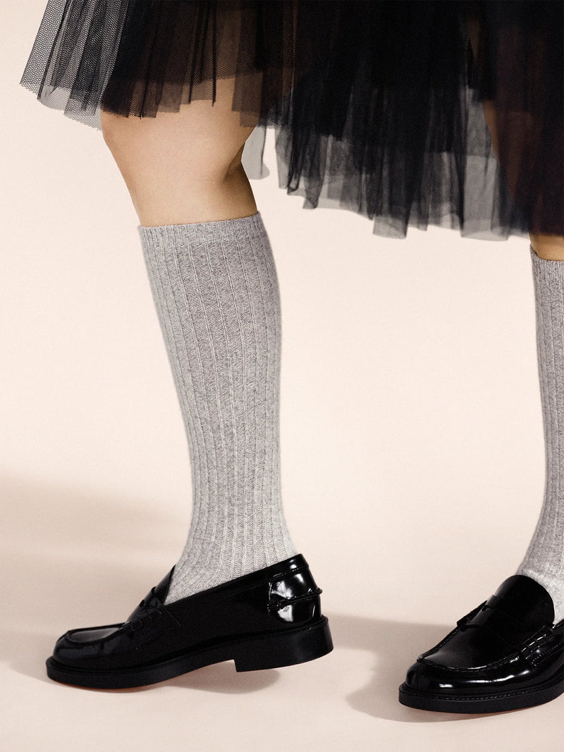 Long Reverse Cashmere Rib Knee Hi - Mist – Abigail Rose & Lily Too